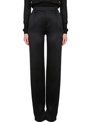 Saint Laurent Satin Flared Pants - Black