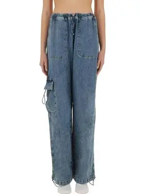 MOSCHINO JEANS Wide Leg Cargo Jeans - Denim