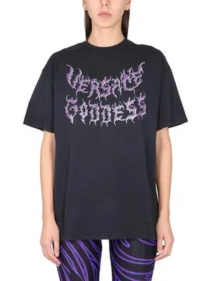 Versace Oversized Goddess T-shirt - Black