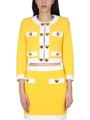 Moschino Crepe Jacket With Heart Buttons - Yellow