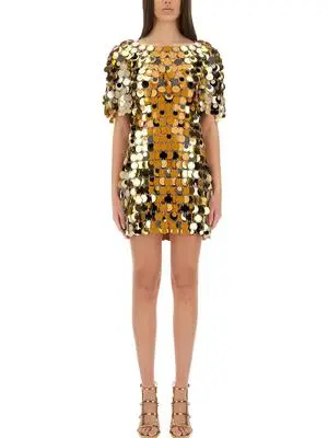 Rabanne Sparkle Discs Mini Dress - Gold
