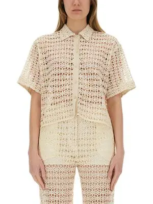 ALYSI Macramé Shirt - Beige