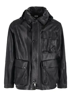 C.P. COMPANY Mille Leather Jacket - Black