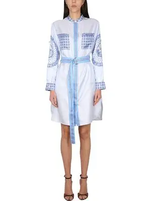 Burberry Silk Chemisier Dress - Blue