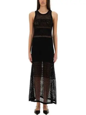 Moschino Mesh Dress With Logo - Black