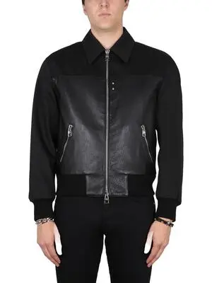 Alexander McQueen Leather Bomber Jacket - Black