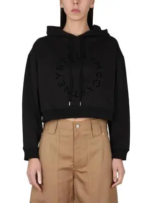 Stella McCartney Cropped Hoodie With Logo - Black