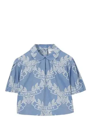 Burberry Puff Sleeve Polo Top - Azure