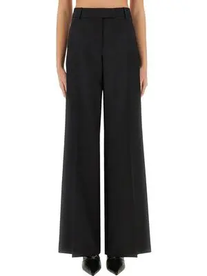 Alexander McQueen Wide Leg Pants With Stripes - Black