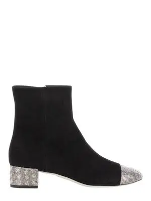 Rene Caovilla Rhinestone Embellished Boots - Black