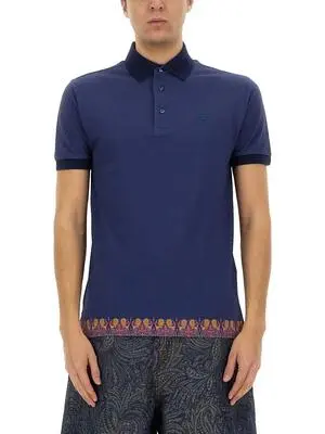 Etro Polo Shirt With Print - Blue