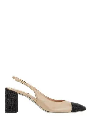 Rene Caovilla Rhinestone-embellished Slingbacks - Beige