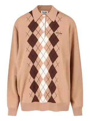 Miu Miu Logo Cashmere Sweater - Brown