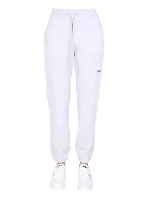 MSGM Jogging Pants With Logo Print - Grey