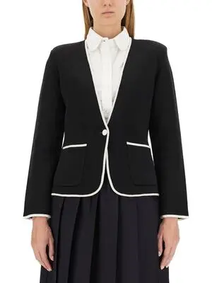 THOM BROWNE Single-Breasted Collarless Jacket