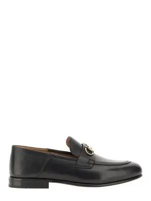FERRAGAMO Moccasin Mule With Gancini Detail - Black