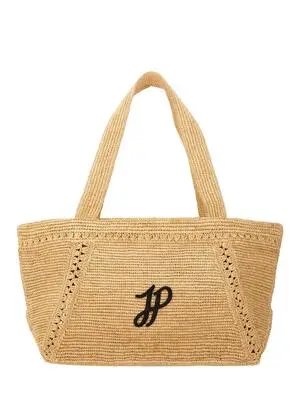 PATOU Large Trapeze Raffia Tote Bag - Beige