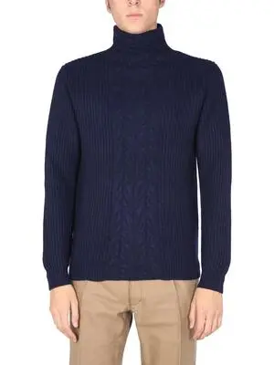 BALLANTYNE Turtleneck English Rib Sweater - Black