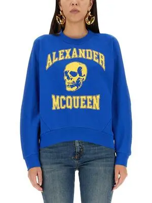 Alexander McQueen Varsity Skull Sweatshirt - Blue
