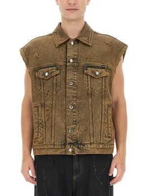 Dolce & Gabbana Regular Fit Denim Vest - Multicolour