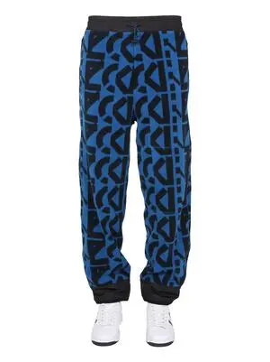 Kenzo Jogging Pants With Monogram Logo - Blue