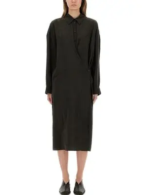 LEMAIRE Straight Collar Twisted Dress - Brown