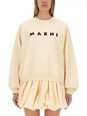 Marni Cotton Sweatshirt With Print - Ivory