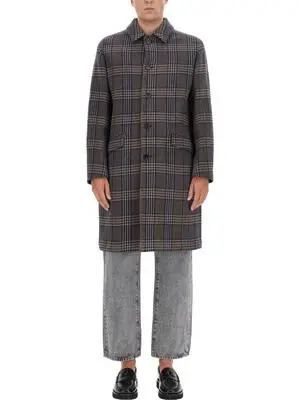 Etro Plaid Wool-blend Coat - Blue