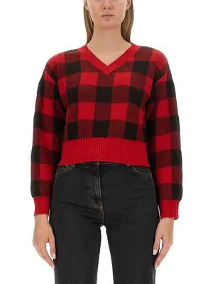 Moschino V-neck Sweater - Red