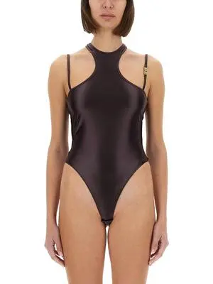 Versace Bodysuit With Racer Back - Brown