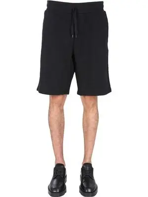 Moschino Bermuda Shorts With Embroidered Logo - Black