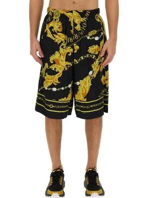 Versace Chain Couture Bermuda Shorts - Black