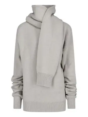 Calvin Klein Cashmere Sweater With Scarf - Gray