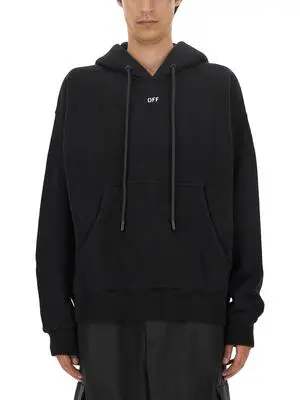Off-White Oversized Cotton Hoodie - Black