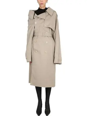 Balenciaga Off-the-shoulder Trench - Beige