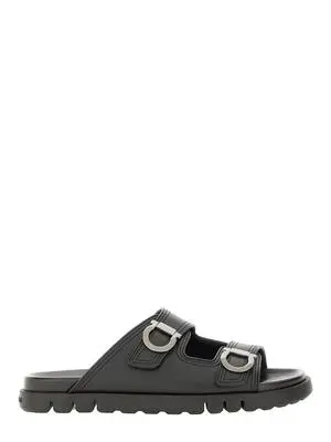 FERRAGAMO Double-strap Sandals - Black