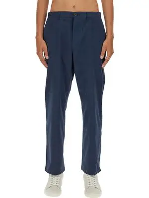 Paul Smith Loose Fit Cotton Blend Pants - Blue
