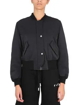 Off-White Logo Printed Bomber Jacket - Black