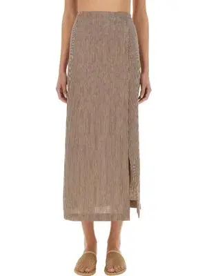 ALYSI Micro Stripe Longuette Skirt - Bordeaux