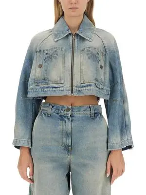 Palm Angels Cropped Fit Jacket - Baby Blue