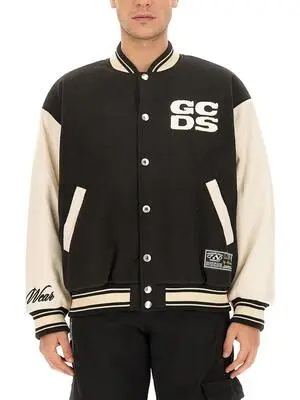 Gcds Wirdo Varsity Bomber Jacket - Black