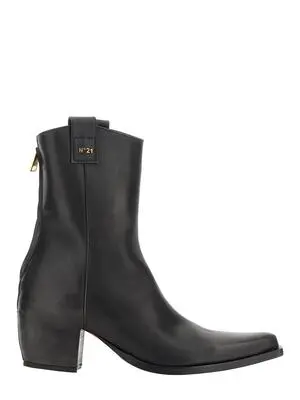 N°21 Leather Ankle Boots - Black