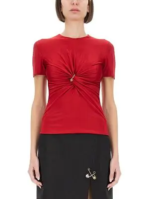 Versace Viscose Top With Safety Pin Detail - Red
