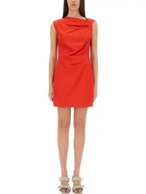 MSGM Dress With Drape - Red