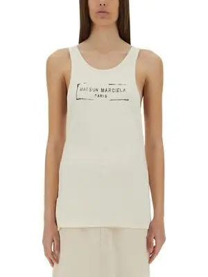 MAISON MARGIELA Logo Print Tank Top - Beige
