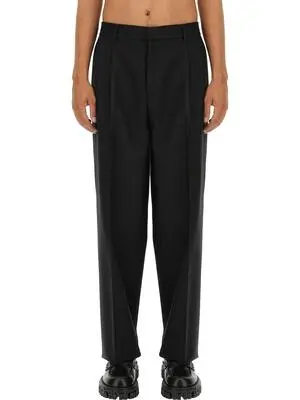 Versace Wide Leg Wool Pants - Black