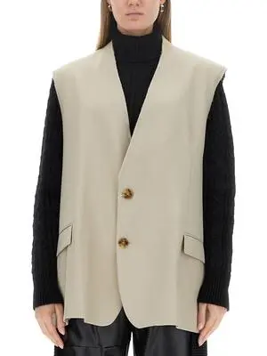 MAISON MARGIELA Single-breasted Oversized Vest - Beige