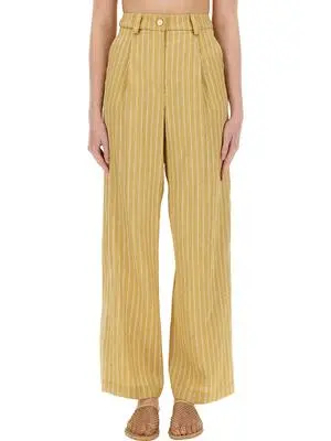 ALYSI Striped Wide-leg Tailored Pants - Beige