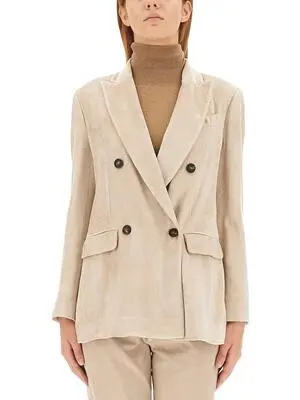 Brunello Cucinelli Double-breasted Corduroy Jacket - Beige