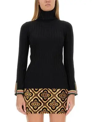 Etro Turtleneck Slim Fit Shirt - Black